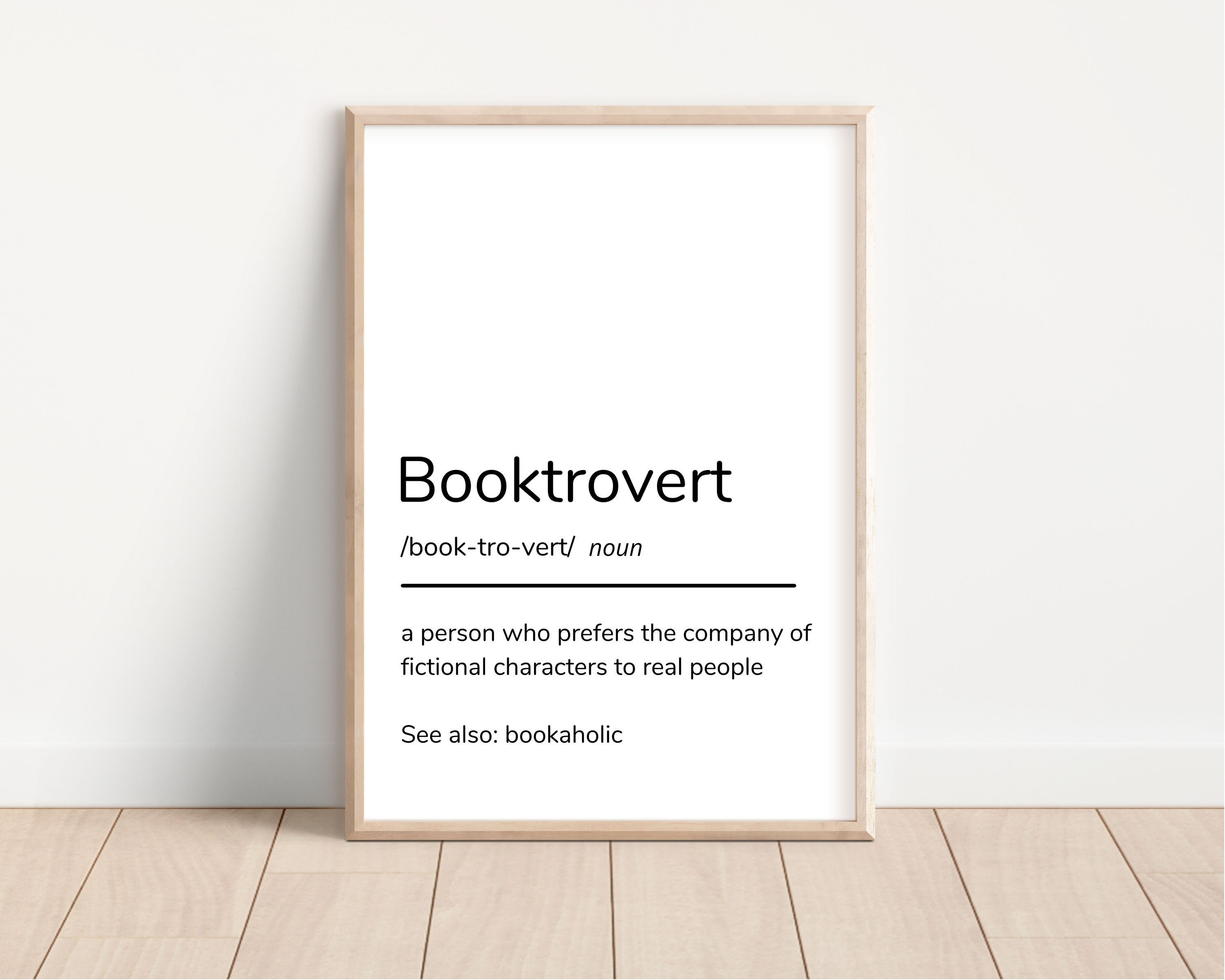 Booktrovert Definition Print, Digital Wall Art, Bookaholic, Cute ...