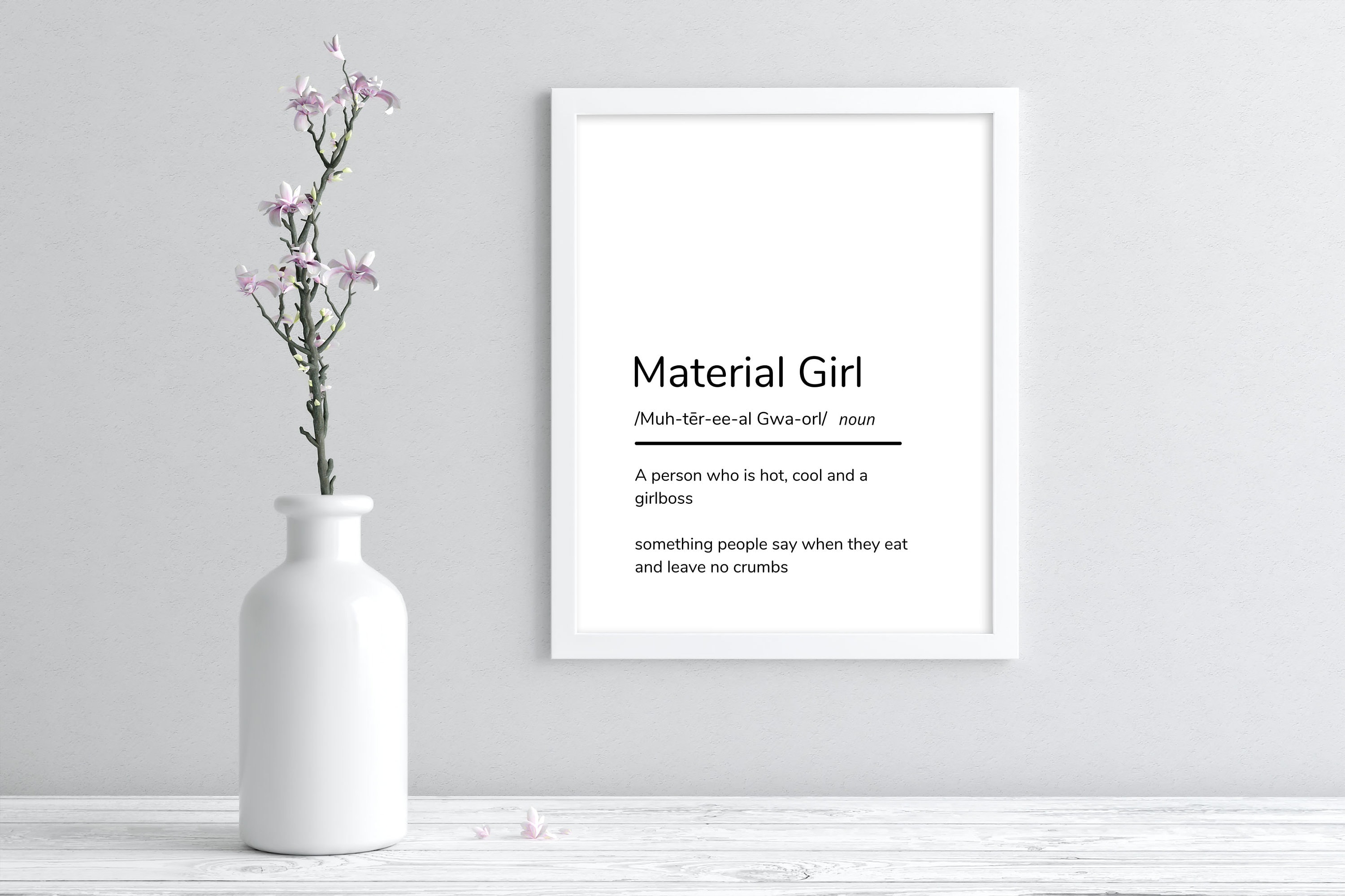 Material Girl Definition Print, Digital Wall Art, Material Gworl, Cute ...
