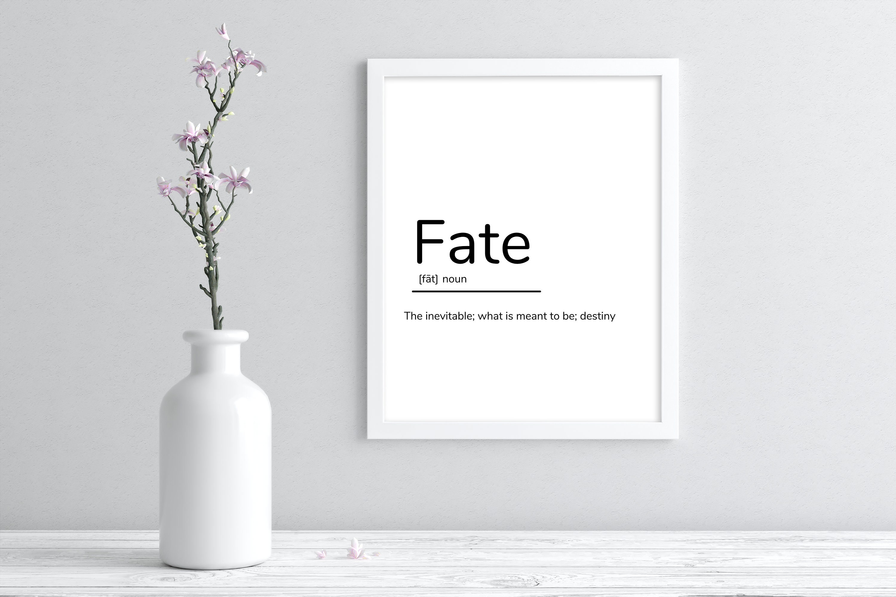Fate Definition Zitat, Typografie Poster, schwarz weiß, PDF, druckbare ...