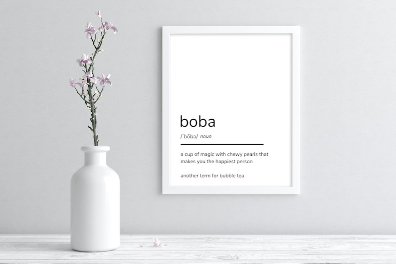 Boba Definition Printable Wall Art, Bubble Tea Poster, PDF Instant ...
