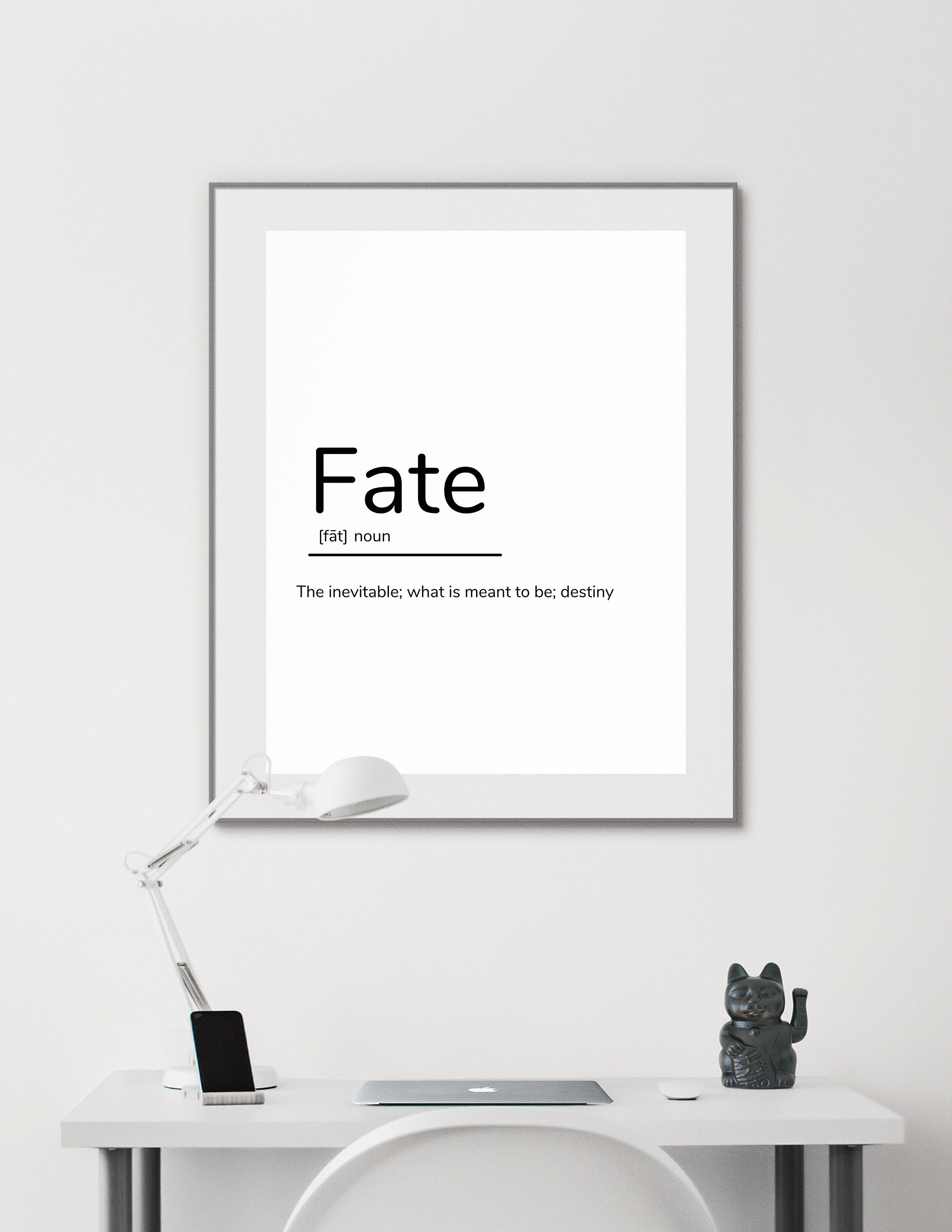 Fate Definition Zitat, Typografie Poster, schwarz weiß, PDF, druckbare ...