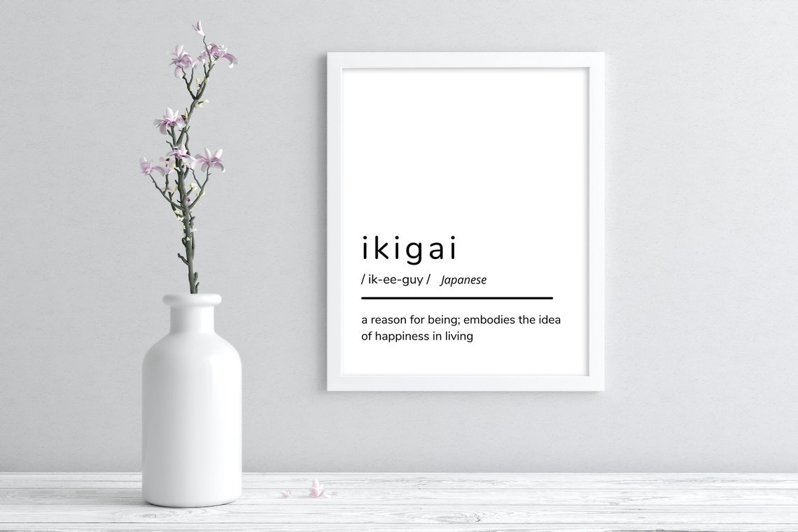 Ikigai Definition Print, Digital Wall Art, Ikigai Japanese Definition ...