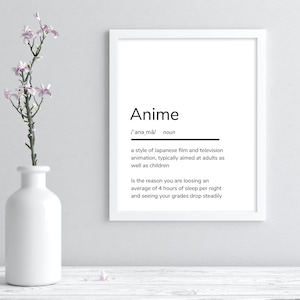 Anime Definition Printable Wall Art, Anime Poster, PDF Instant Download ...