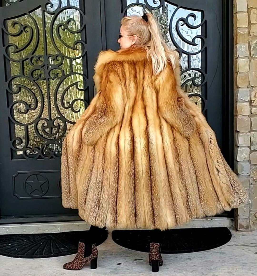Gorgeous Long Red Fox Fur Coat Sz S - Etsy