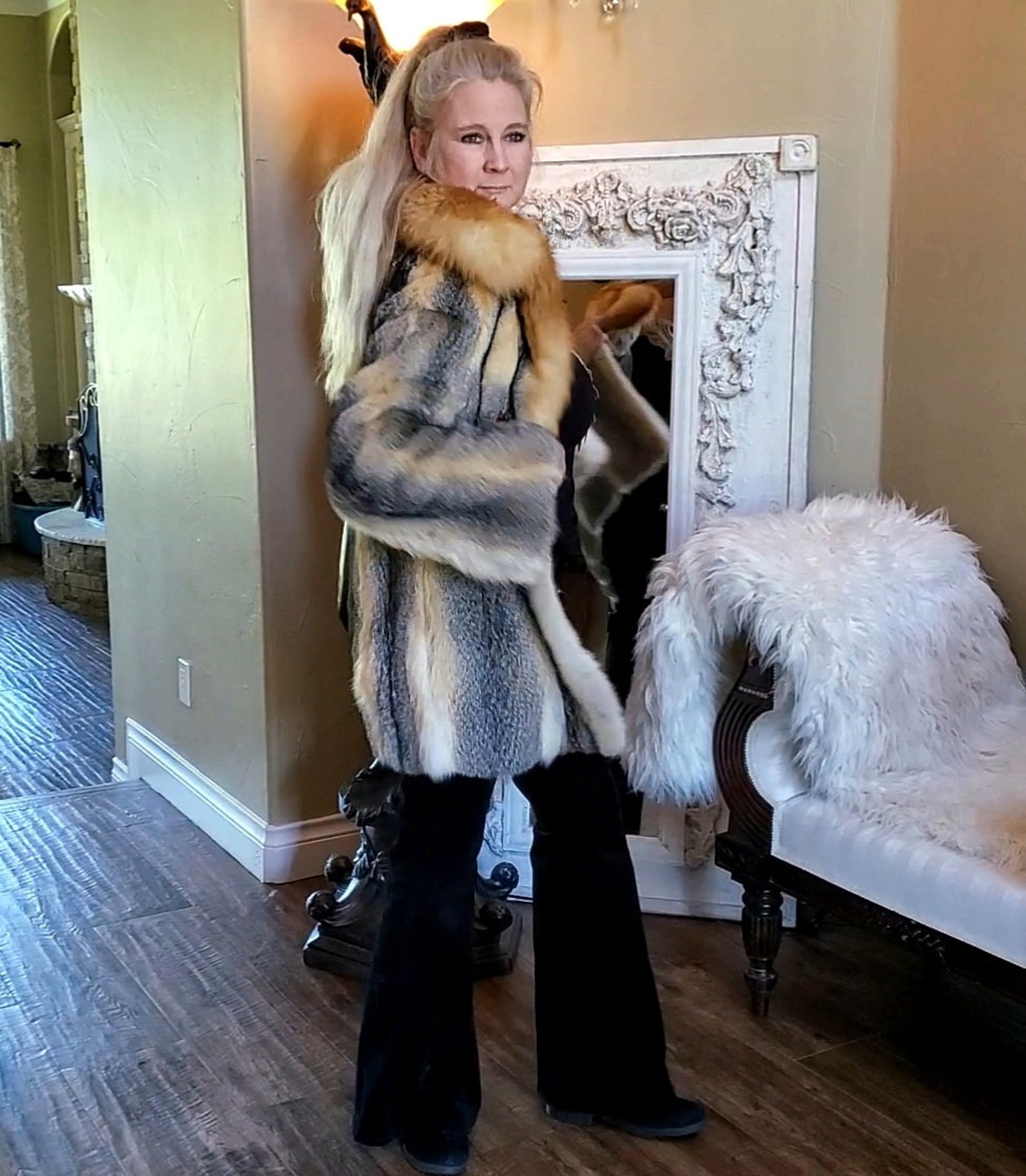 STUNNING, GORGEOUS, SOFT Grey/red Fox Fur Stroller Sz M - Etsy