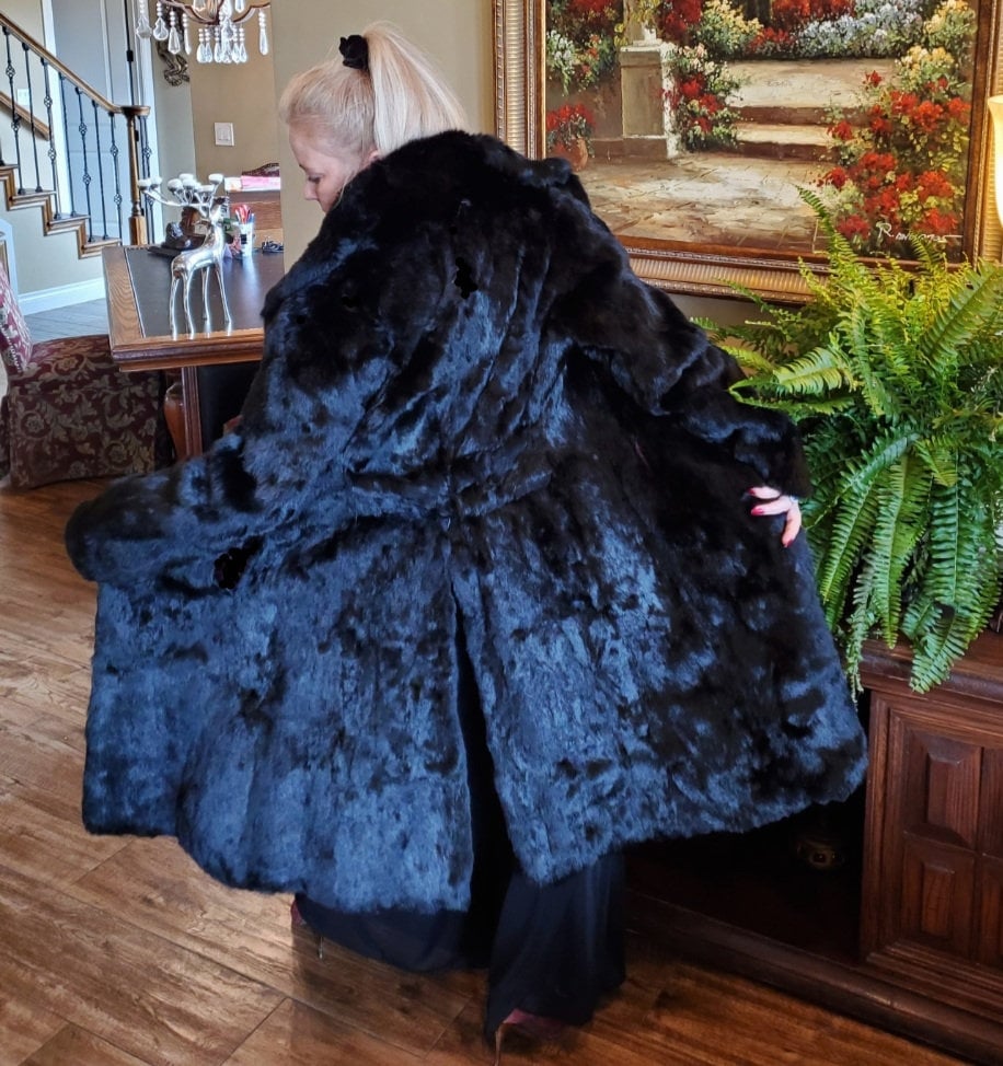 Silky Soft Rabbit Fur Full Length Trench Coat - Etsy UK