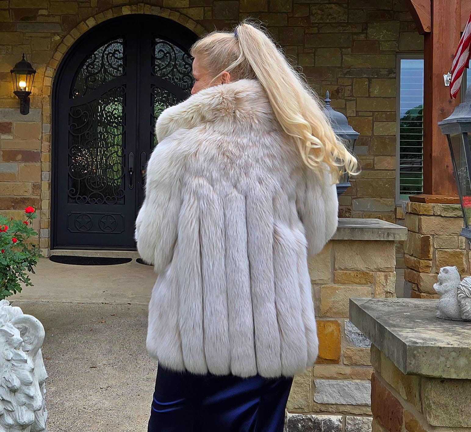 Luxurious Ivory Fox Fur Coat With Oversized Collar Sz L - Etsy
