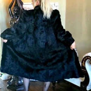 Black, Long, Ultra Soft Rabbit Fur Coat With Tuxedo Collar - Etsy