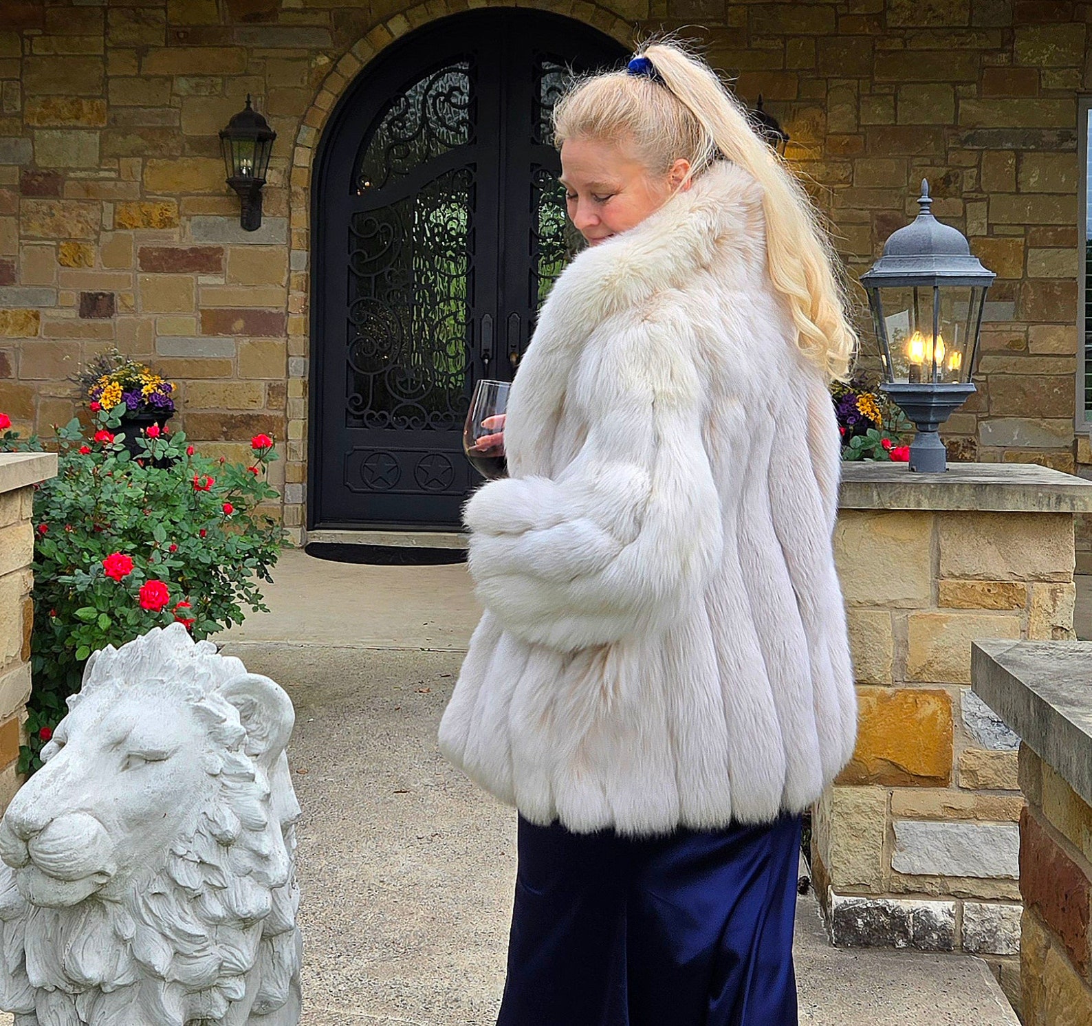 Luxurious Ivory Fox Fur Coat With Oversized Collar Sz L - Etsy