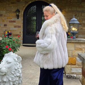 Luxurious Ivory Fox Fur Coat With Oversized Collar Sz L - Etsy