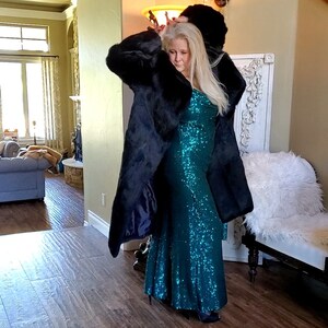 Luxurious Black Extra Long Rabbit Fur Coat - Etsy