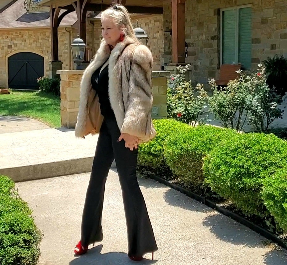 RARE COLOR Plush Champagne Fox Fur Coat Sz S/M - Etsy