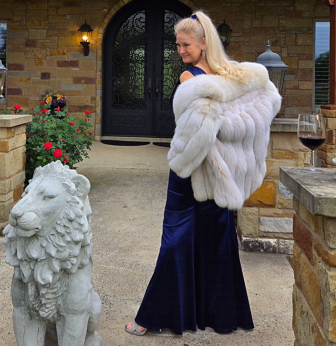 Luxurious Ivory Fox Fur Coat With Oversized Collar Sz L - Etsy