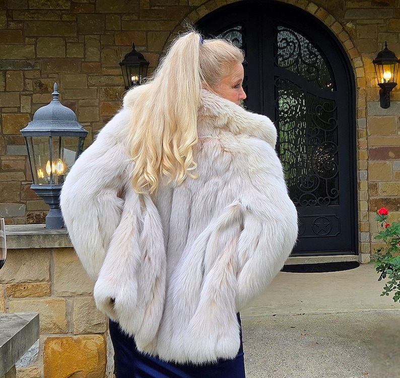 Luxurious Ivory Fox Fur Coat With Oversized Collar Sz L - Etsy