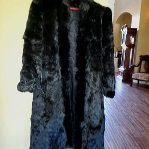 Black, Long, Ultra Soft Rabbit Fur Coat With Tuxedo Collar - Etsy