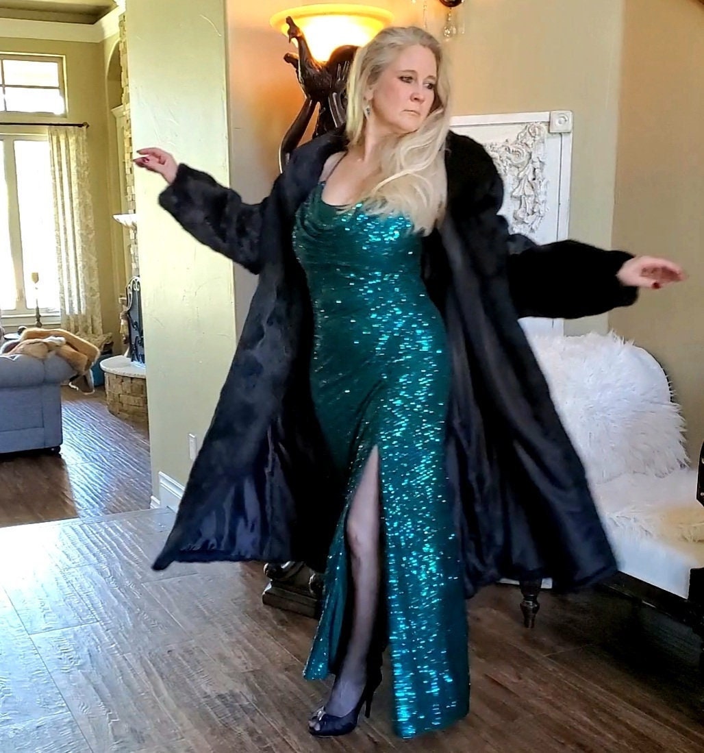 Luxurious Black Extra Long Rabbit Fur Coat - Etsy