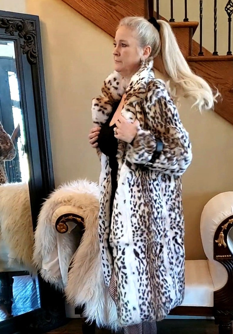 Lynx/leopard Print Rabbit Fur Coat Sz S/M - Etsy