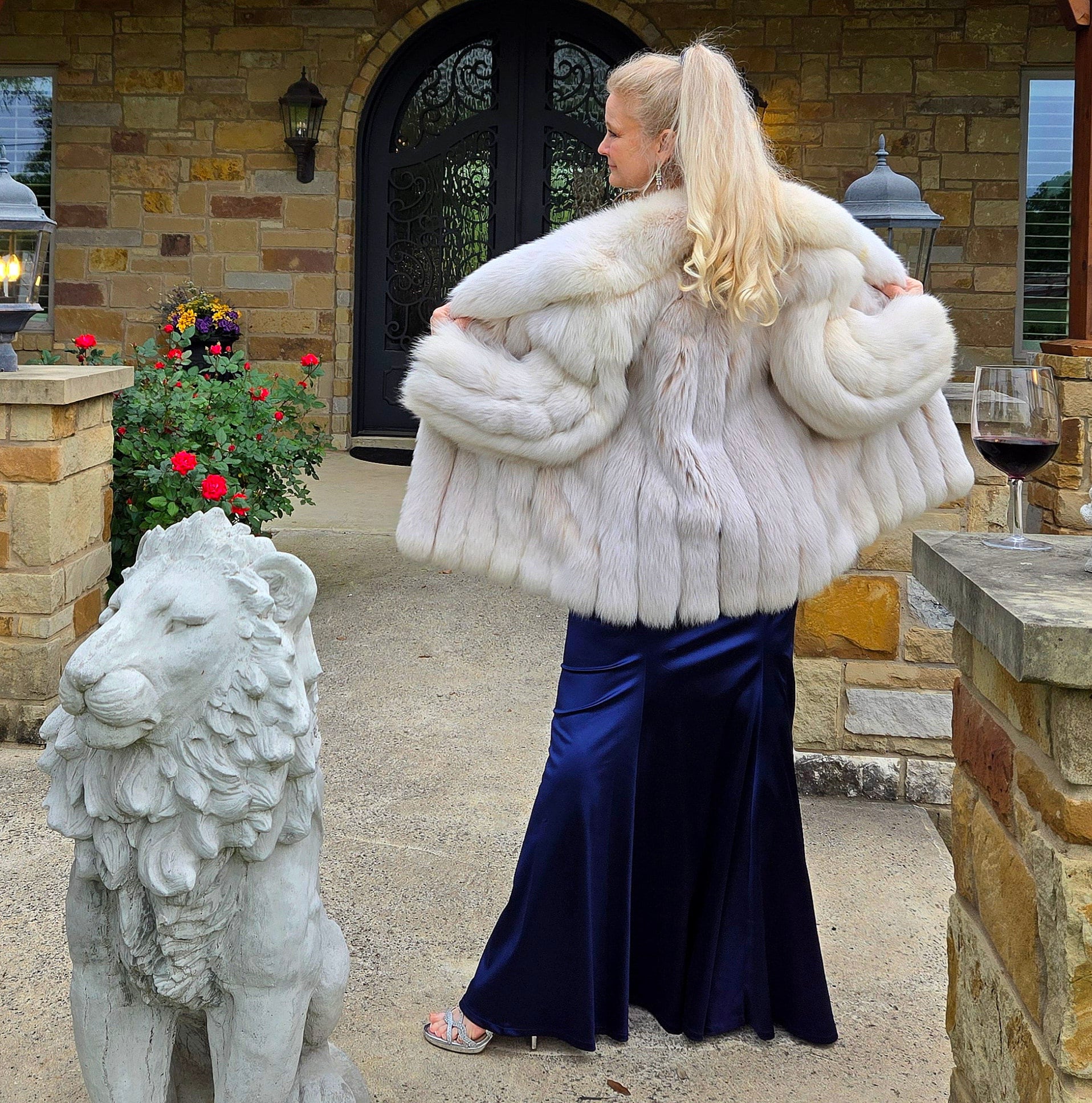 Luxurious Ivory Fox Fur Coat With Oversized Collar Sz L - Etsy