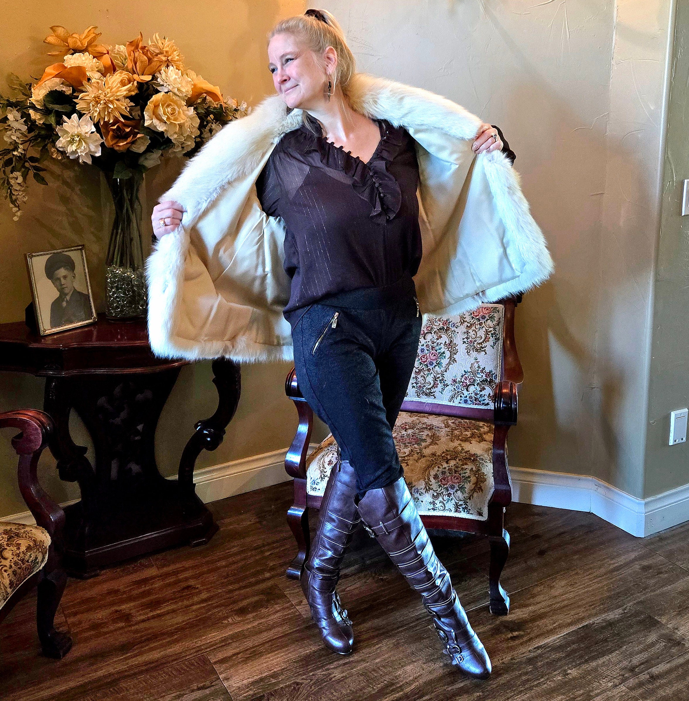 Premium Ivory Feathered Fox Fur Coat - Etsy