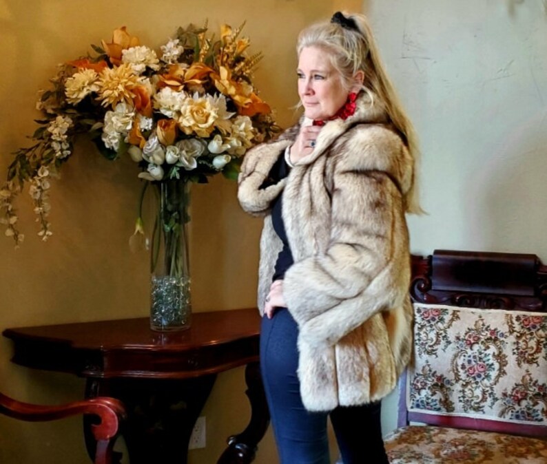 RARE COLOR Plush Champagne Fox Fur Coat Sz S/M - Etsy