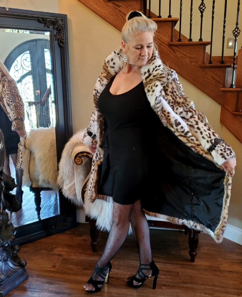 Lynx/leopard Print Rabbit Fur Coat Sz S/M - Etsy