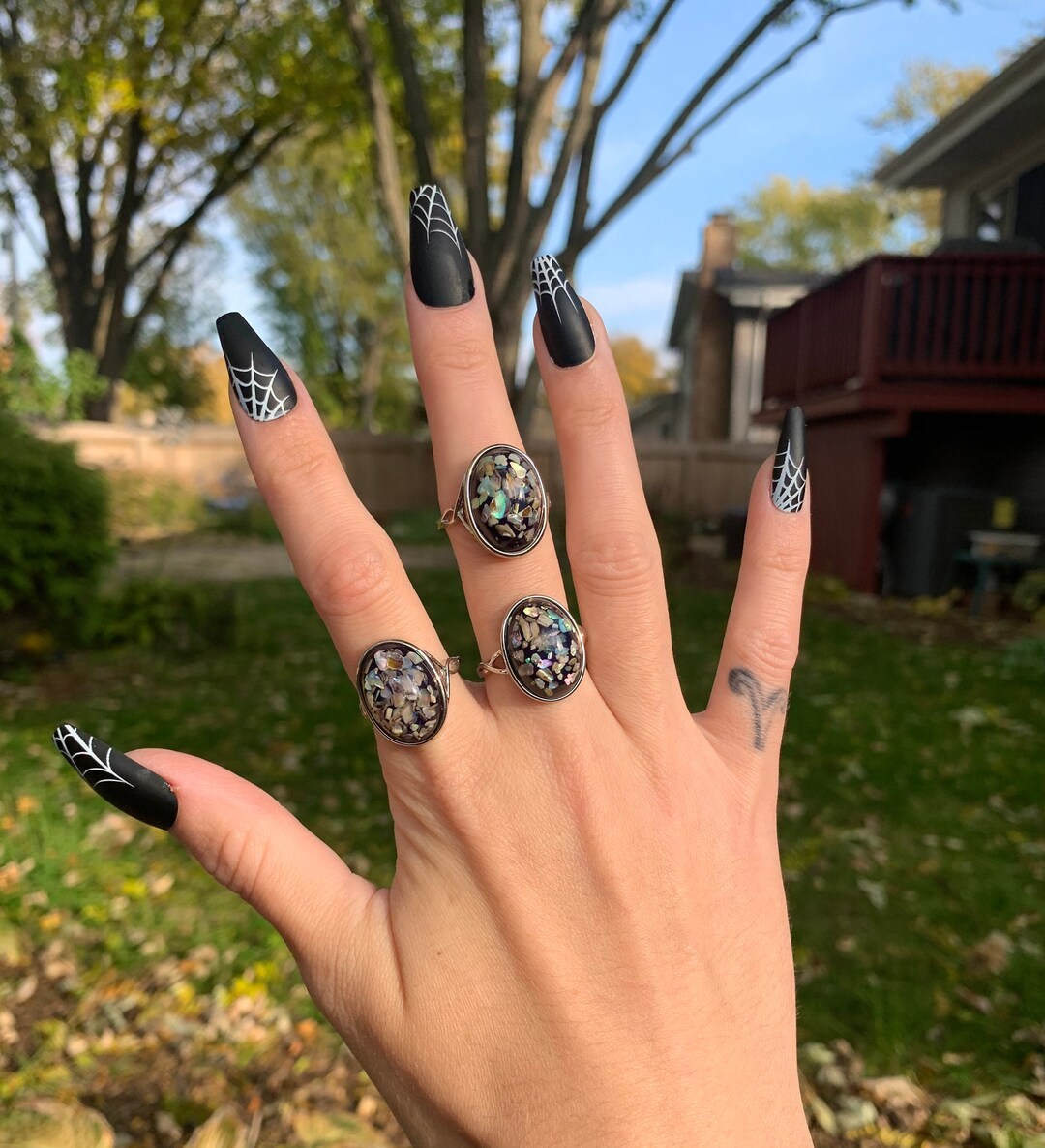 Sea Shell Crystal Rings. Sterling Silver Rings. Adjustable Sizing Rings ...