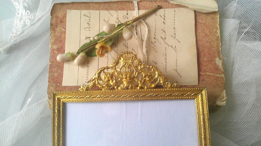Antique French Photo Frame Gilded Bronze Easel Back Photo Frame Roses ...
