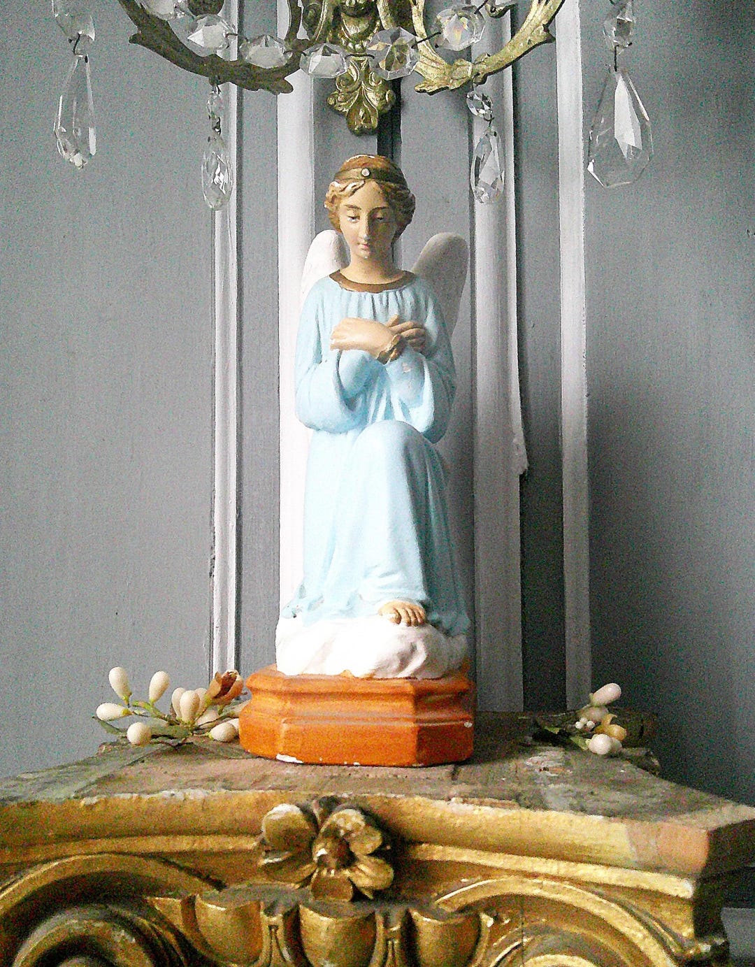 1930 French Angel Statue Antique French Church Altar Statue Large ...