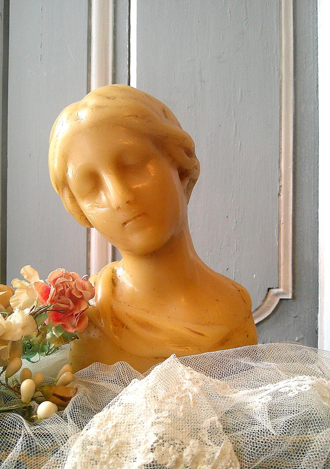 Antique French Wax Statue 1900 French Victorian Wax Bust. - Etsy