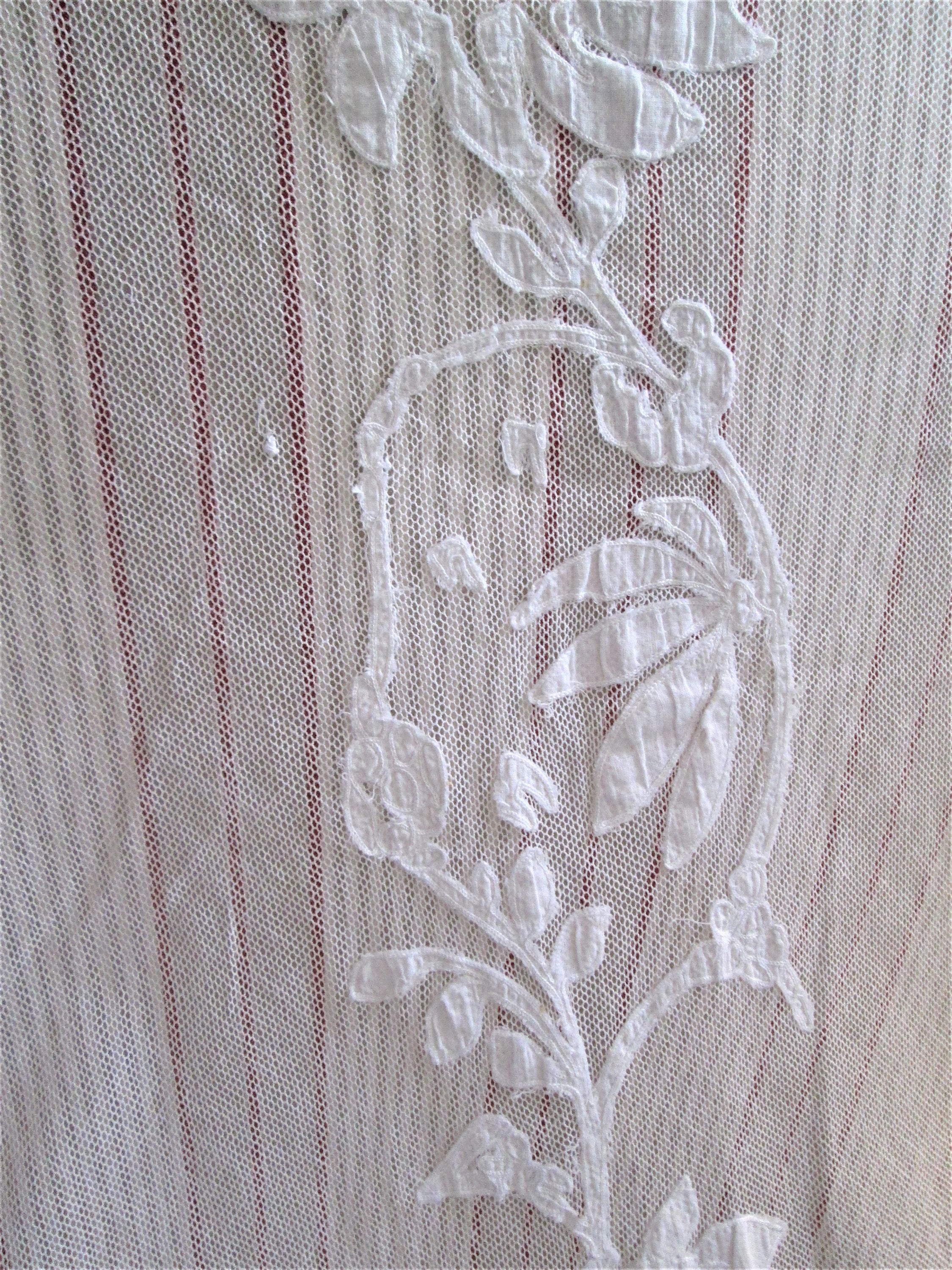 1930's French Lace Curtain French Tambour Lace 114'' L Sturdy French ...