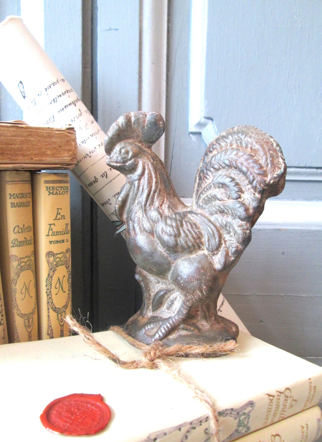 French Rooster Statue French Cast Iron Rooster Door Stop Paper Weight ...