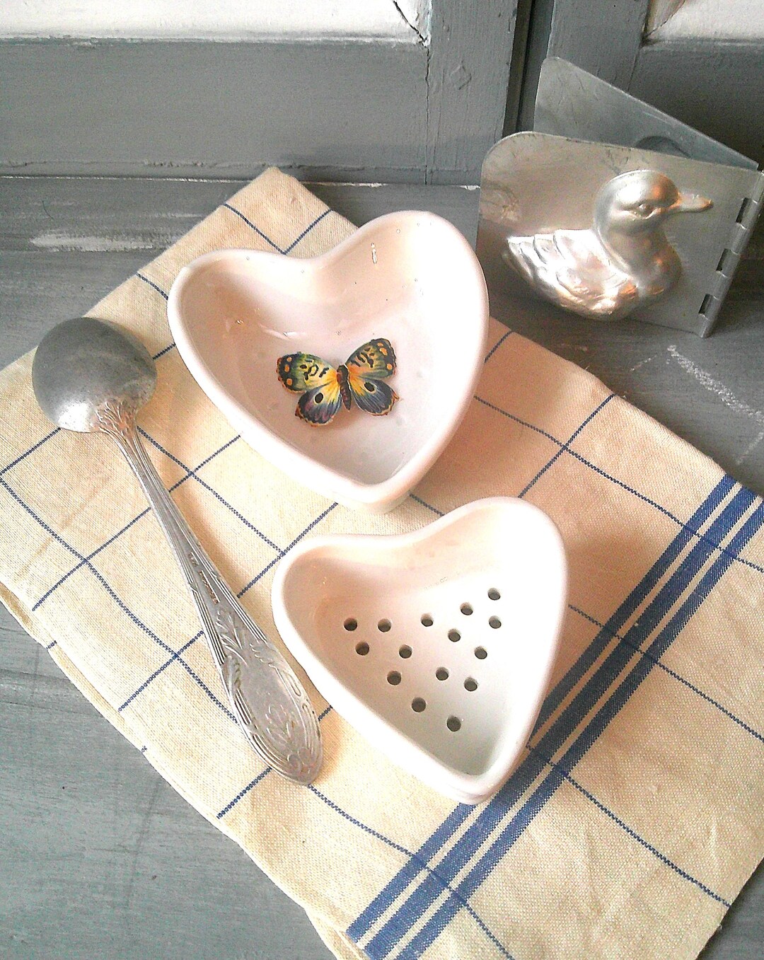 French Ironstone Cheese Mold Heart Shape Set of 2 Stamped Apilco. - Etsy