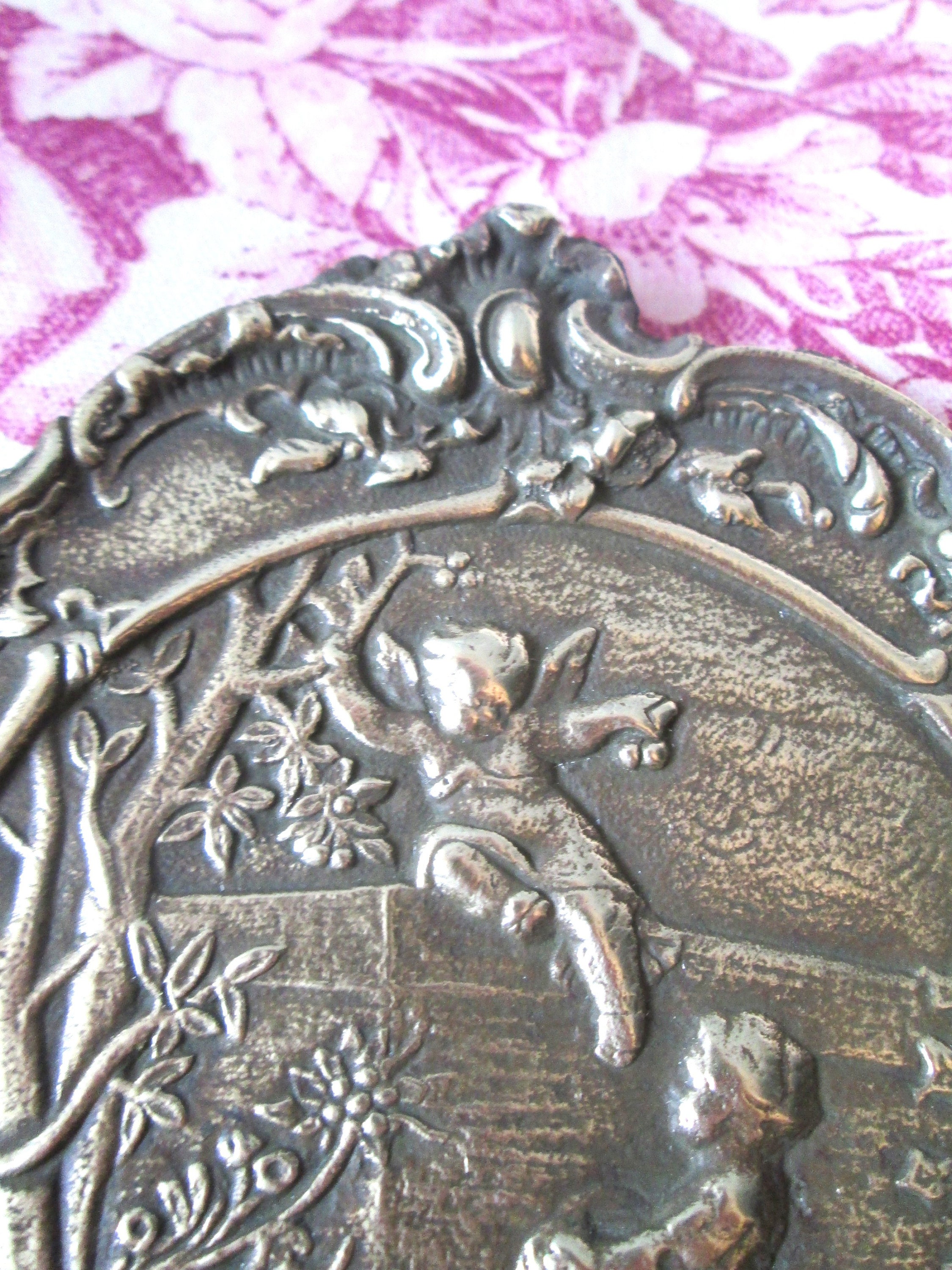 Antique French Angel Medallion 1920's French Bronze Angel Hanging ...