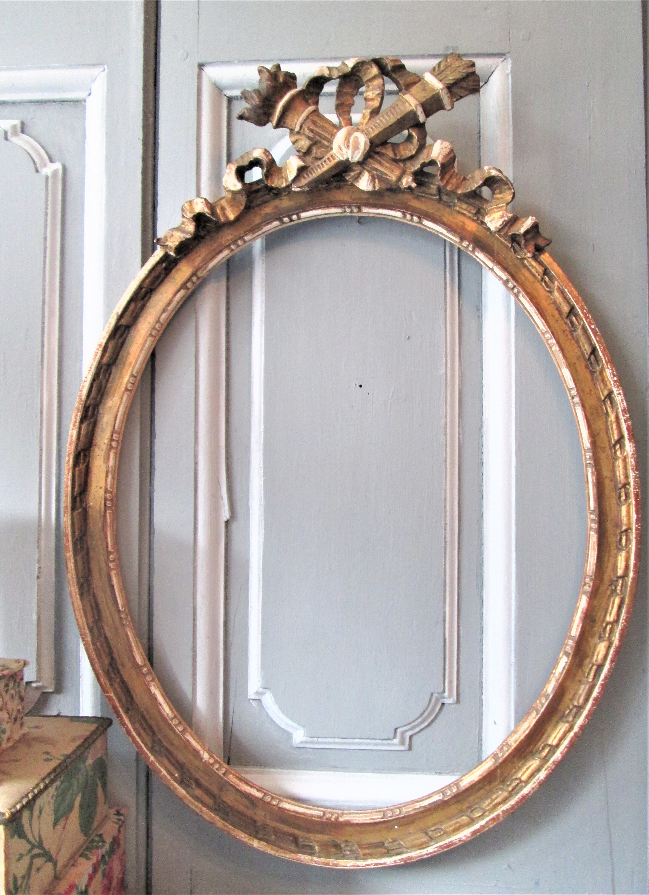 Early 1900's French Mirror Frame Louis XVI Style Bow French Gilded ...