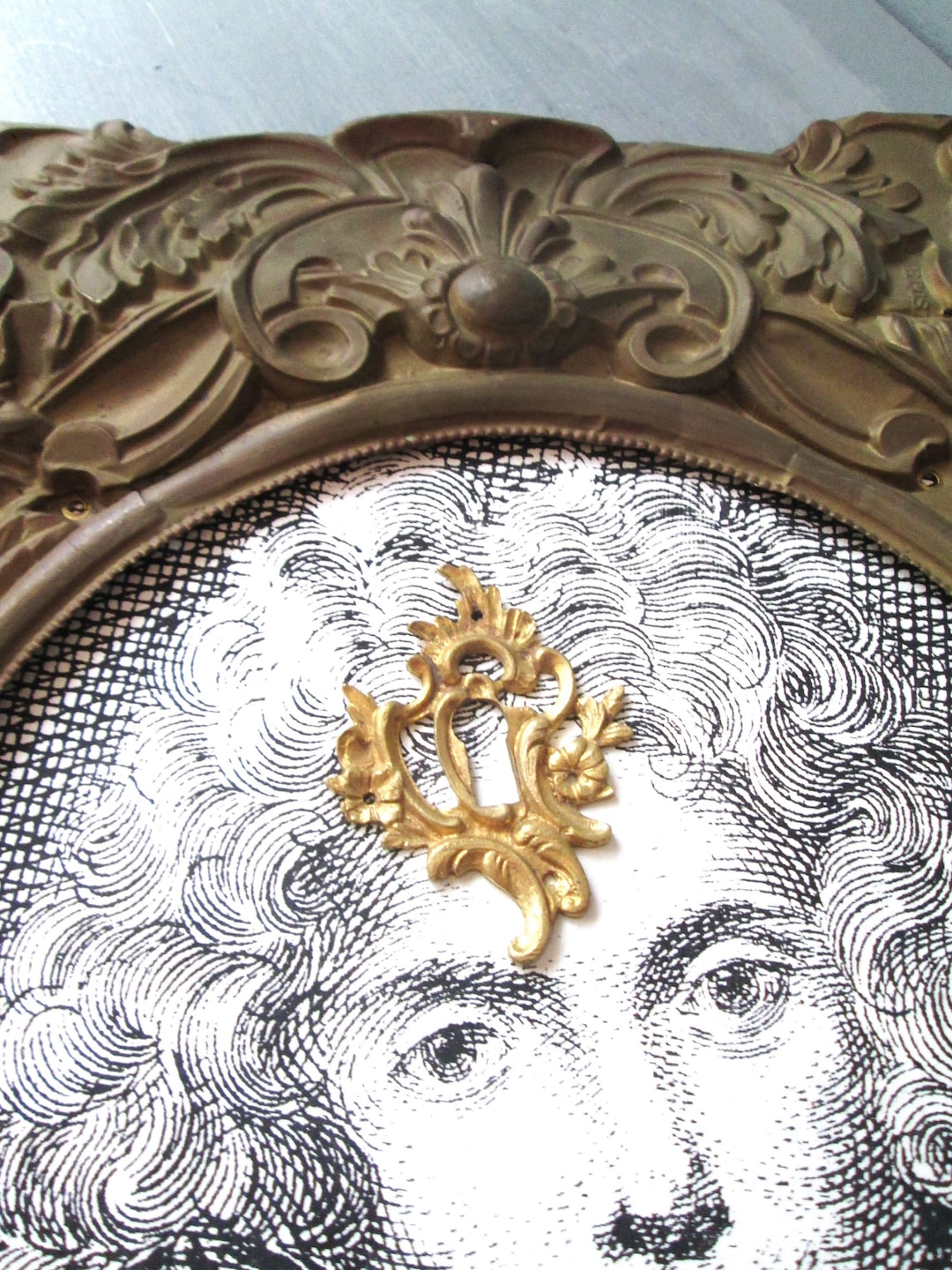 Antique French Escutcheon Gilded French Louis XVI Style Flower Scrolls ...