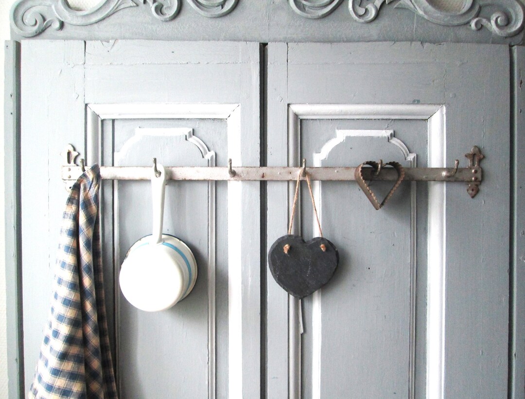 1940's French Pot Rack French Butcher Rack Metal Wall Mounted Kitchen ...