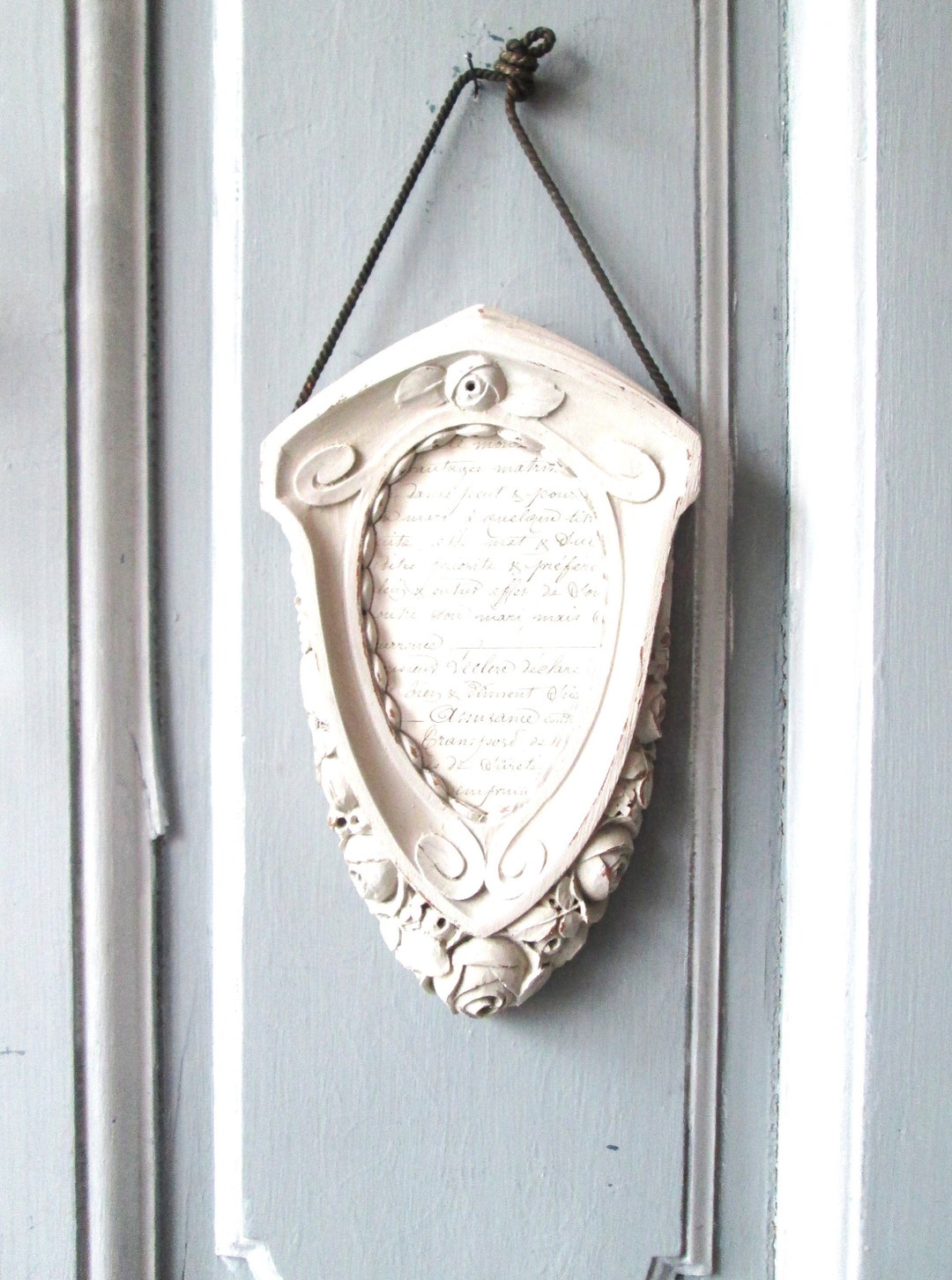 1920 French Hanging Frame Carved Wood Roses Painted Antique French ...