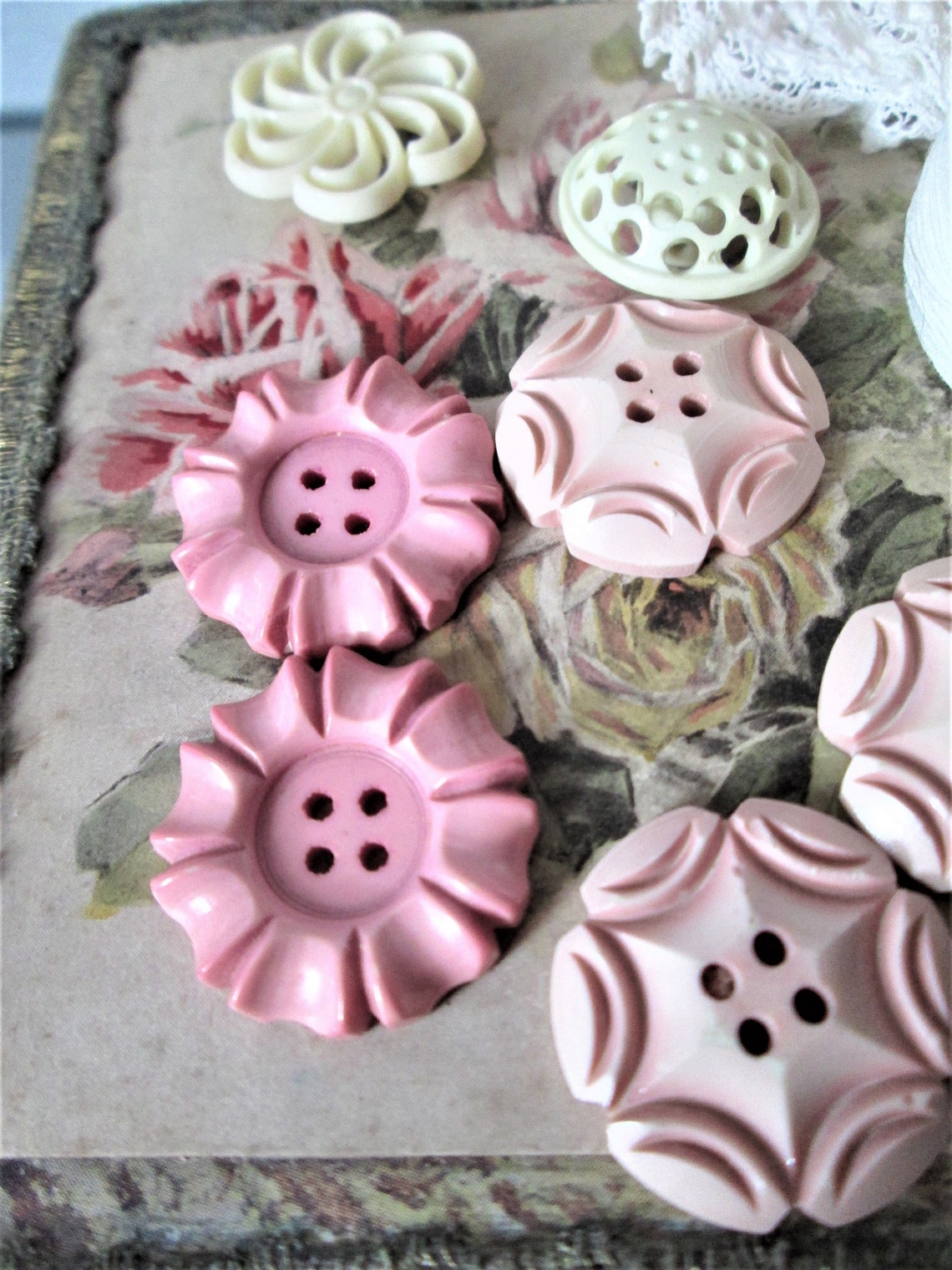 Vintage French Buttons Sweetest Layette Toddler Pastel French Buttons ...