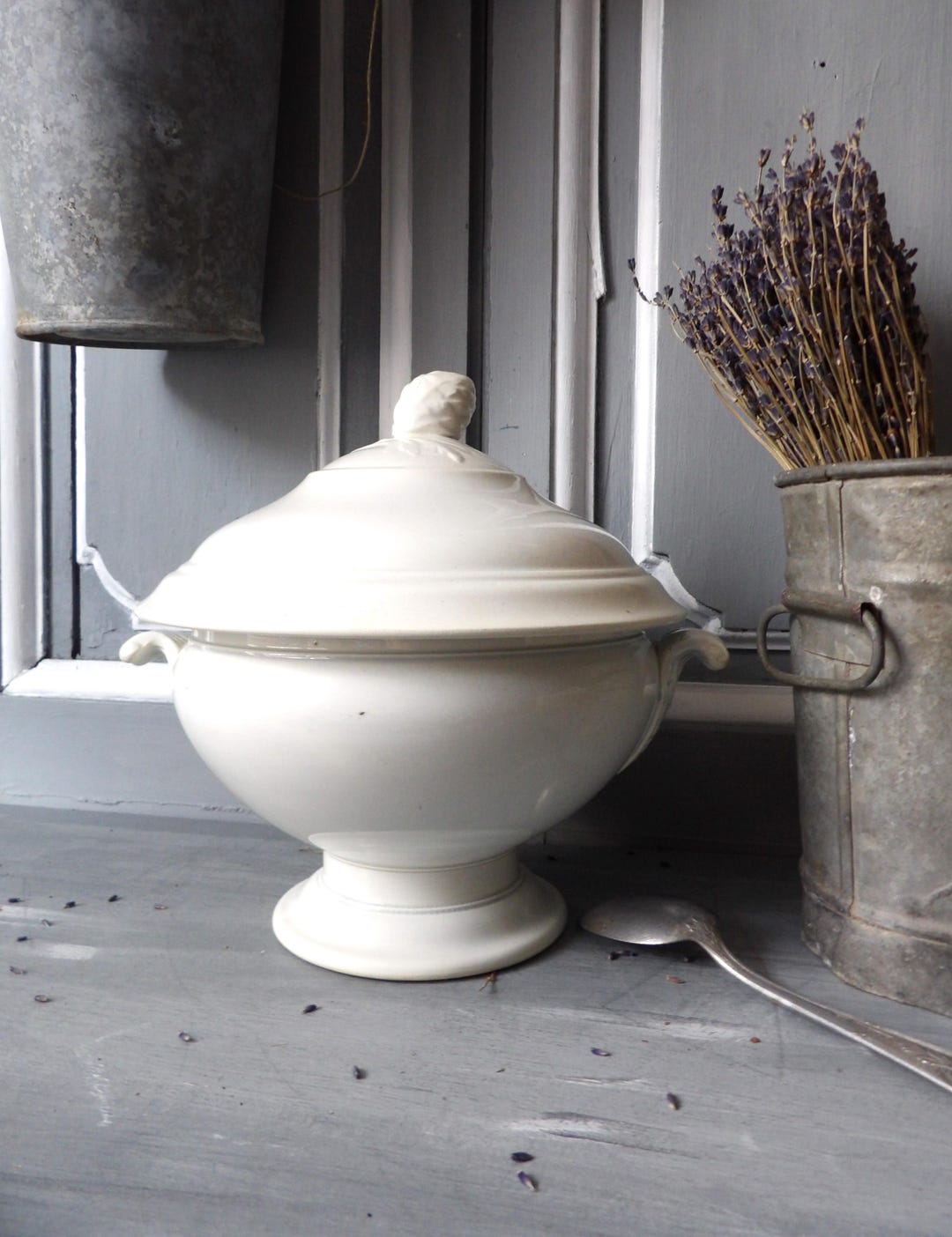Antique French Soup Tureen 1850's Creil Et Montereau White Ironstone ...