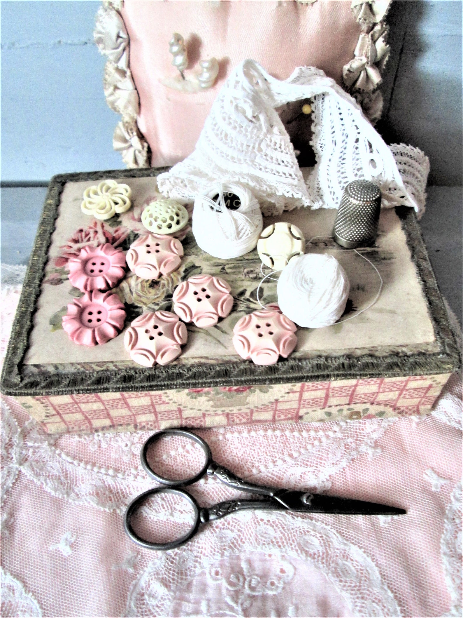 Vintage French Buttons Sweetest Layette Toddler Pastel French Buttons ...