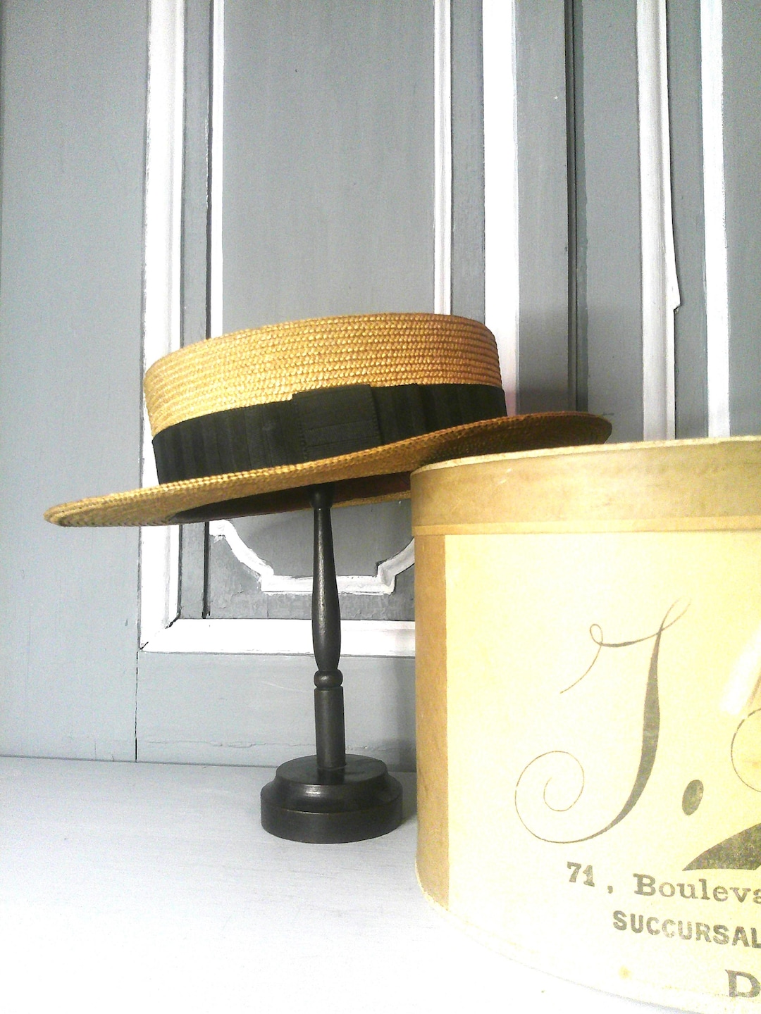 Antique French Boater Hat French Victorian Circa 1900 French Straw ...
