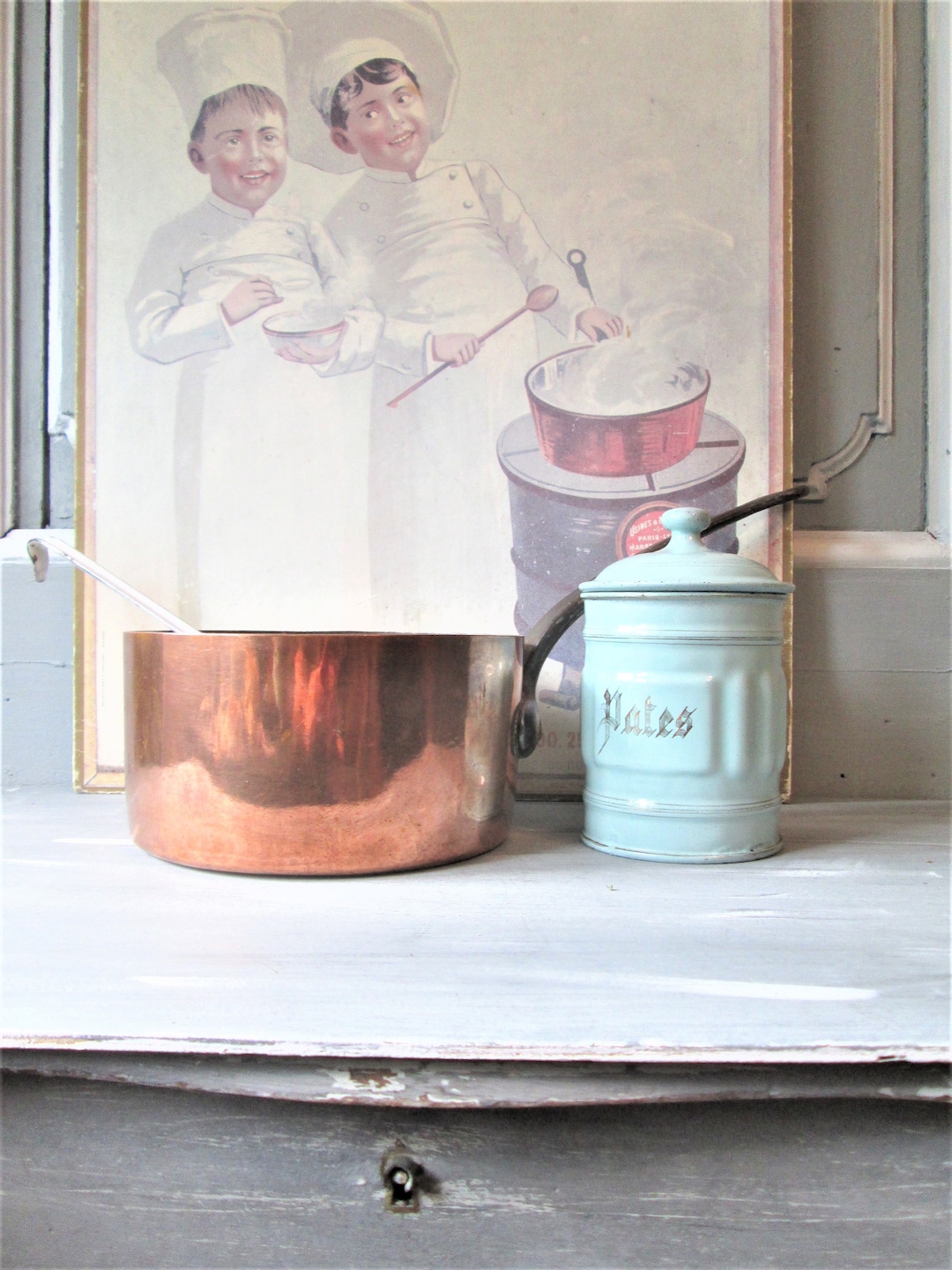 1800 French Copper Pot Antique French Red Copper Pot Wrought Iron ...