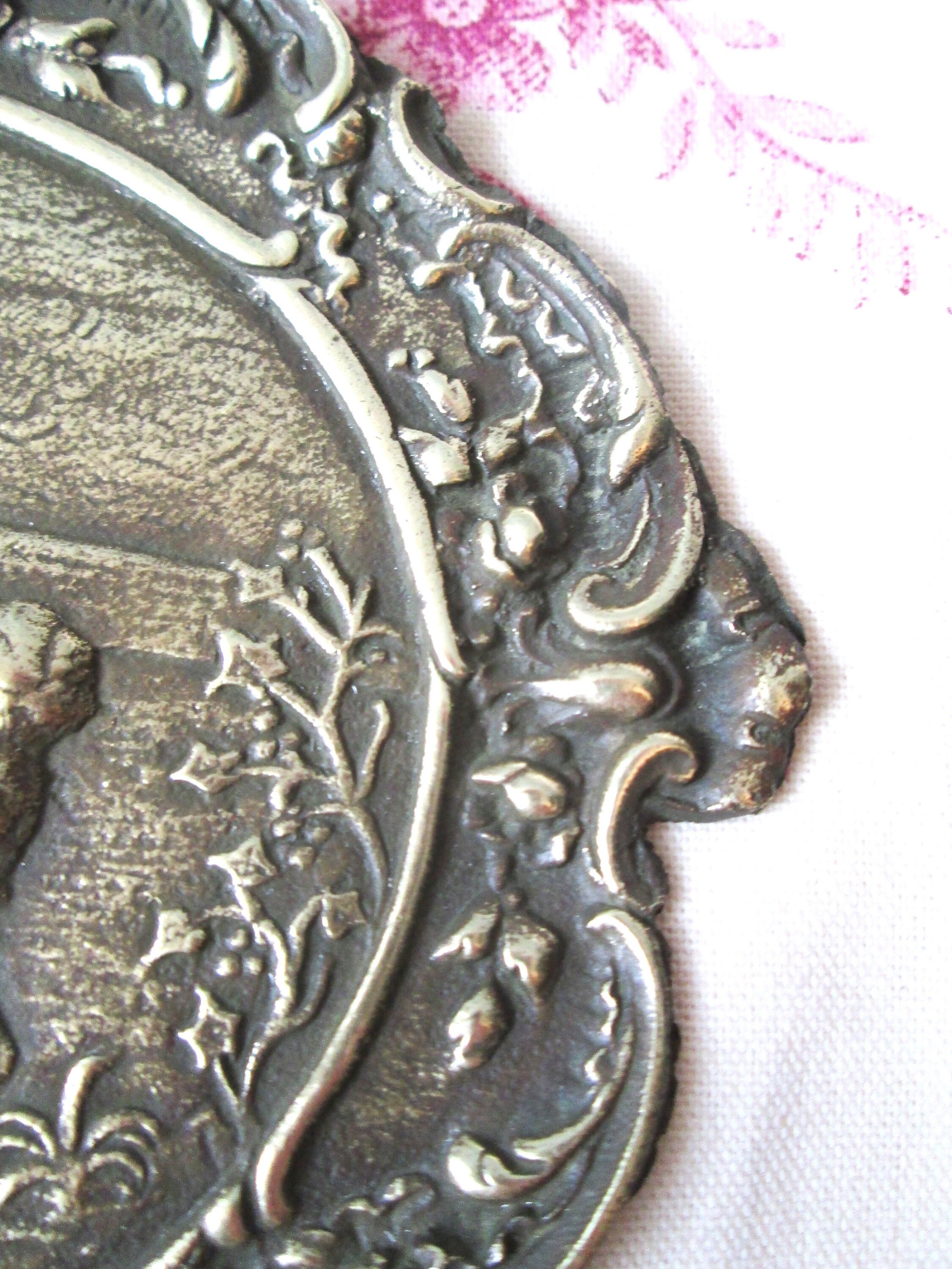 Antique French Angel Medallion 1920's French Bronze Angel Hanging ...