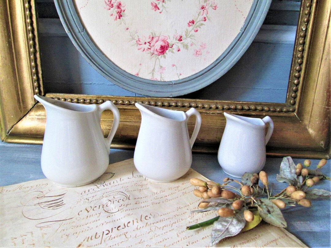 Antique French Milk Pitchers Late 1930's French Milk Pitchers SMALL Set ...
