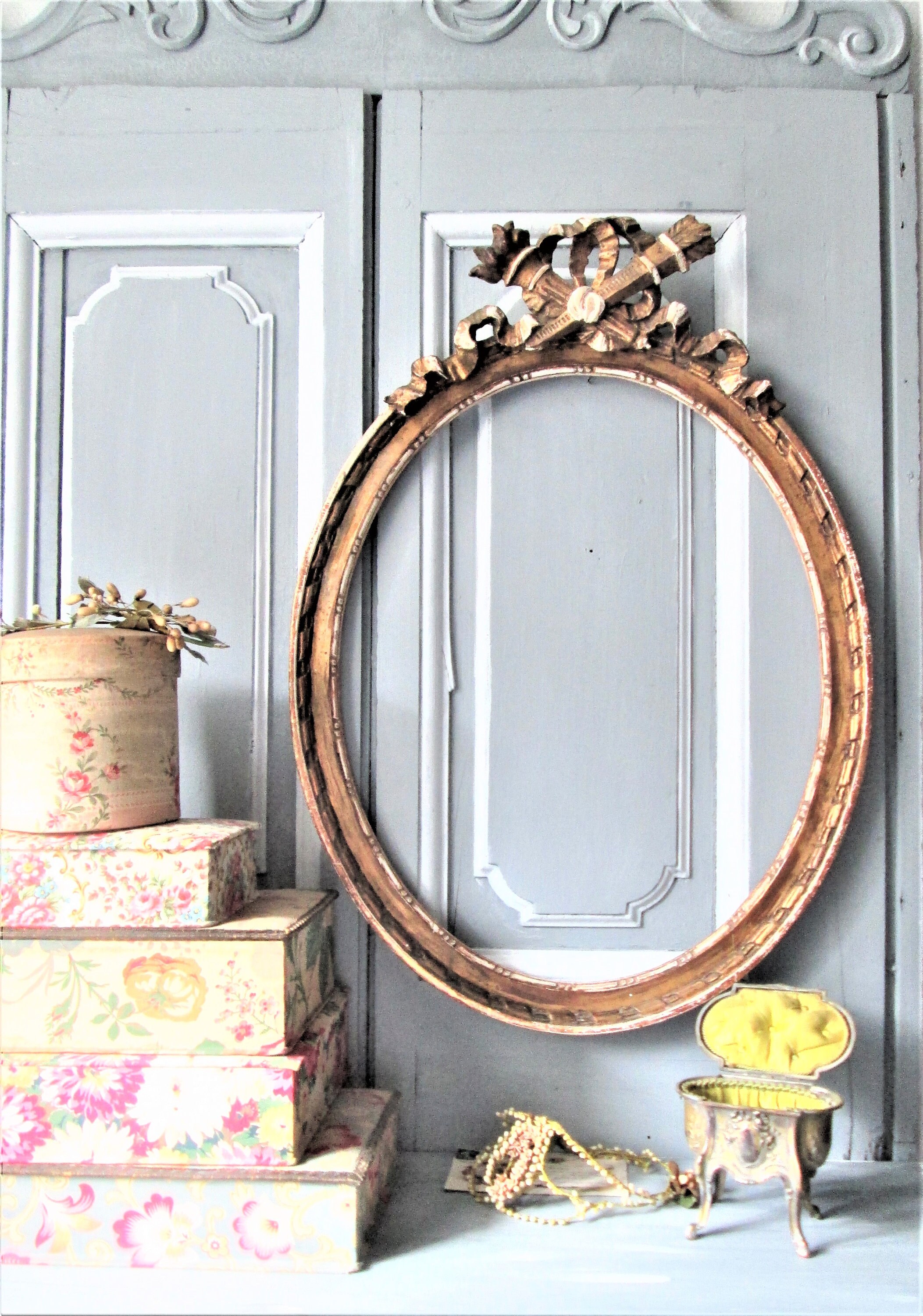Early 1900's French Mirror Frame Louis XVI Style Bow French Gilded ...