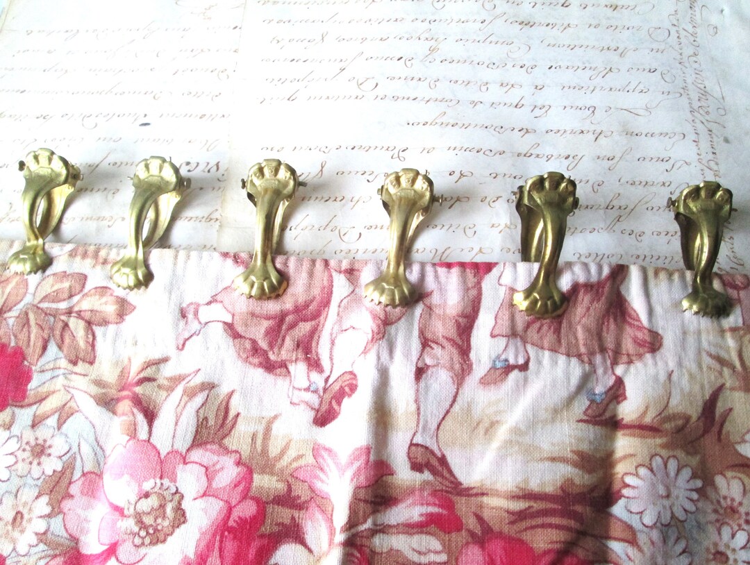 6 Antique French Curtain Claw Clips MEDIUM SIZE 1/2'' Round French ...