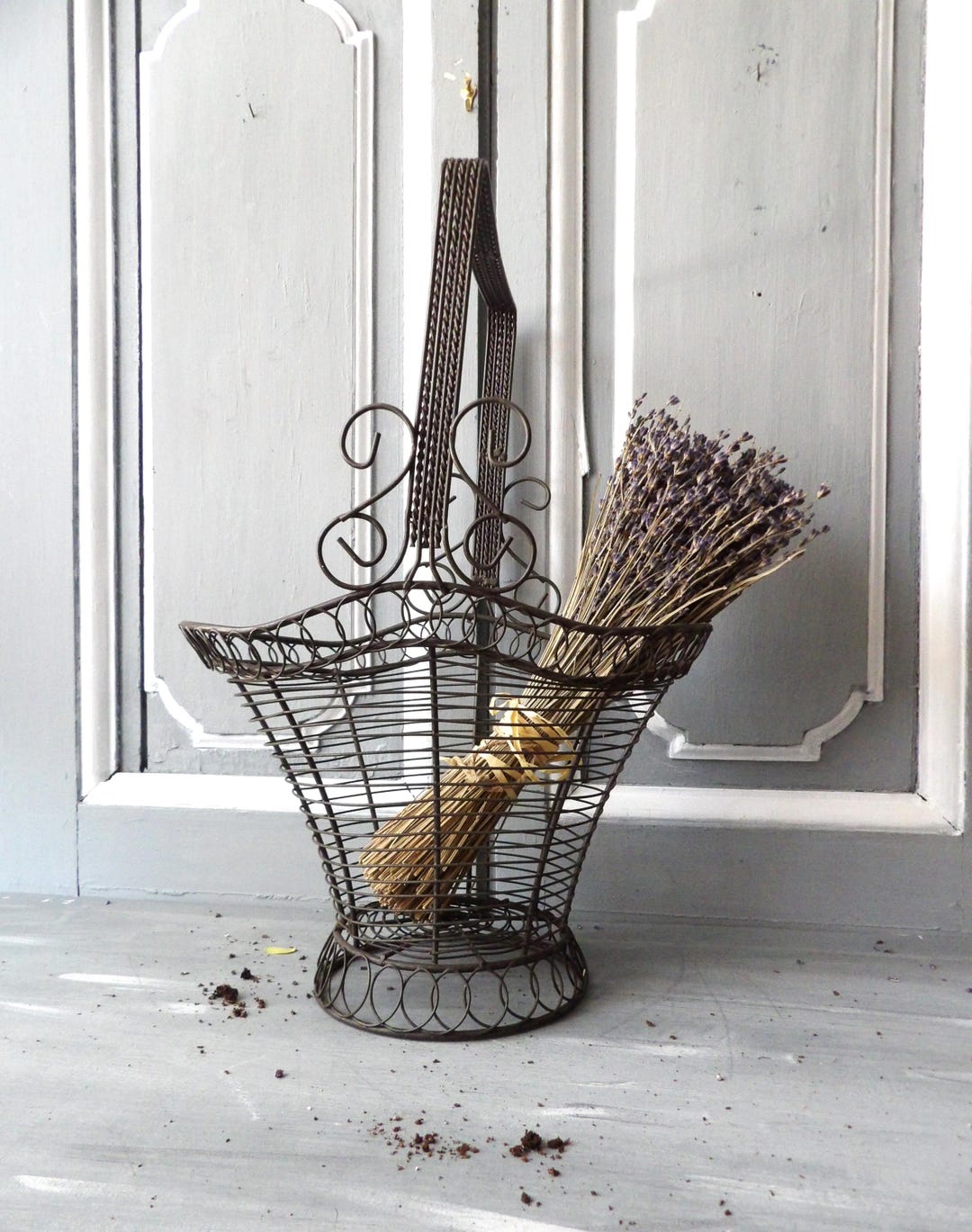 Vintage French Wire Flower Basket, Decorative Shape - Etsy