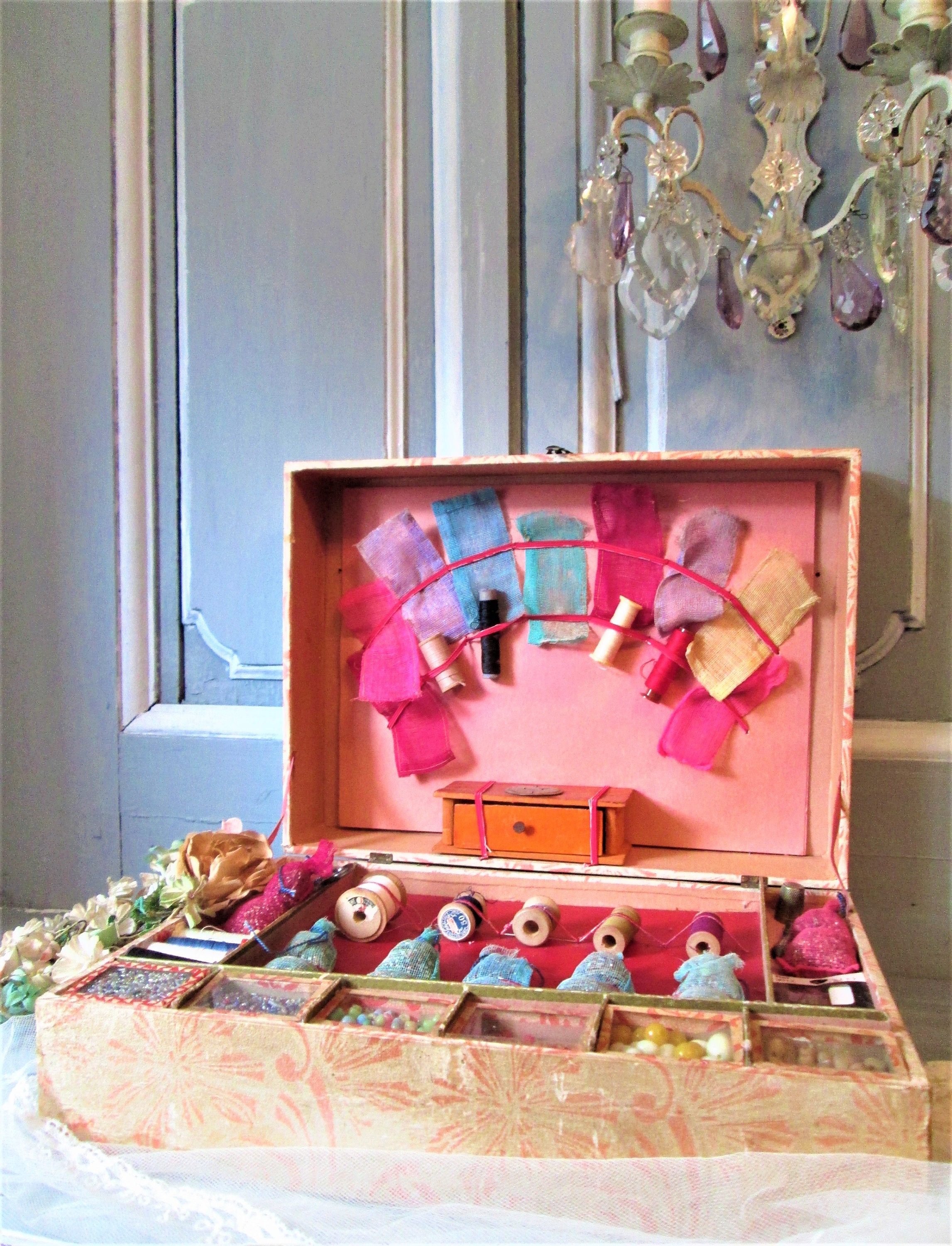 1910 French Beading Box Antique French Victorian Sewing Box Very RARE ...