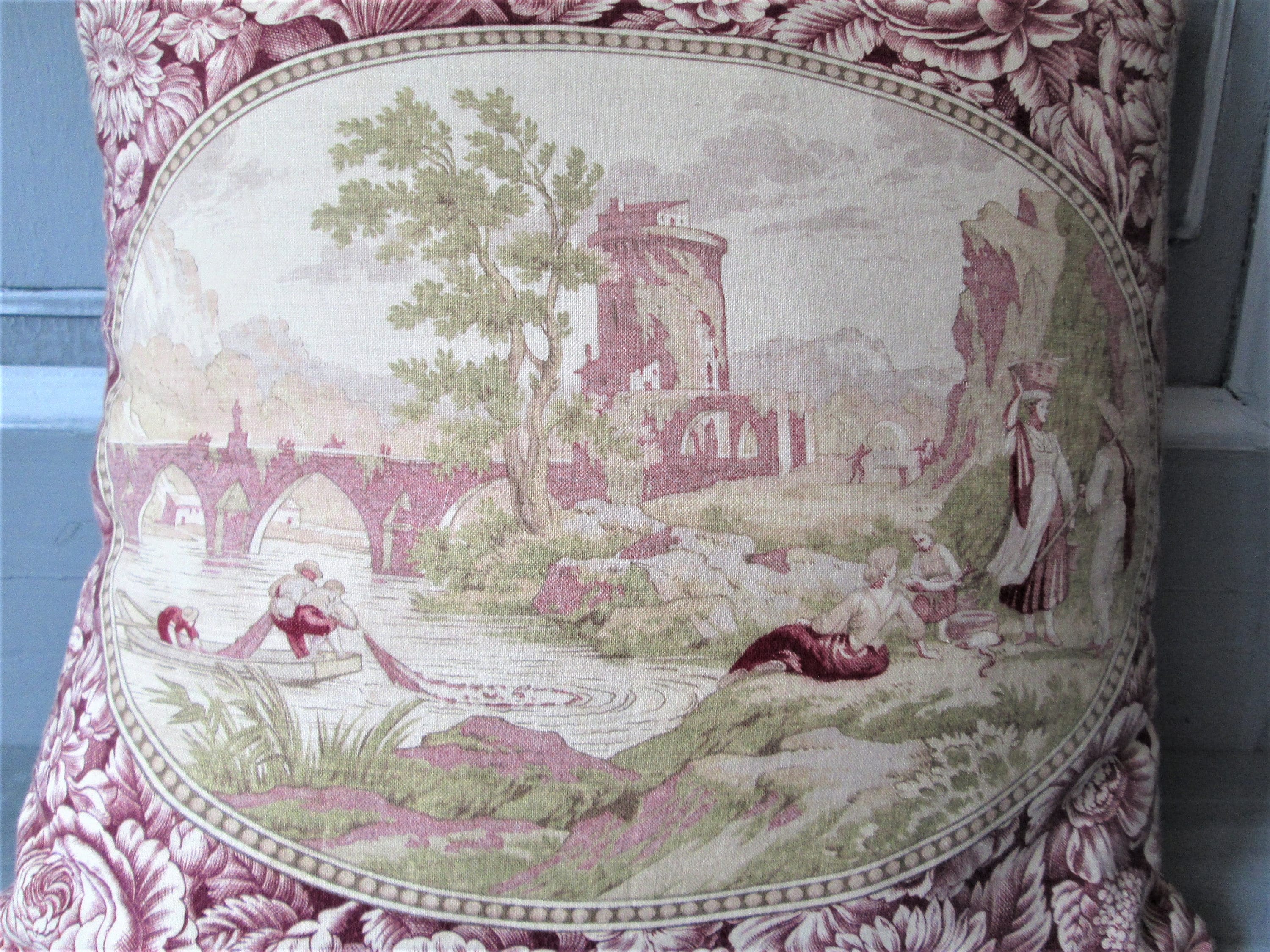 Antique French Toile De Jouy French Toile De Jouy Pillow Cover Country ...