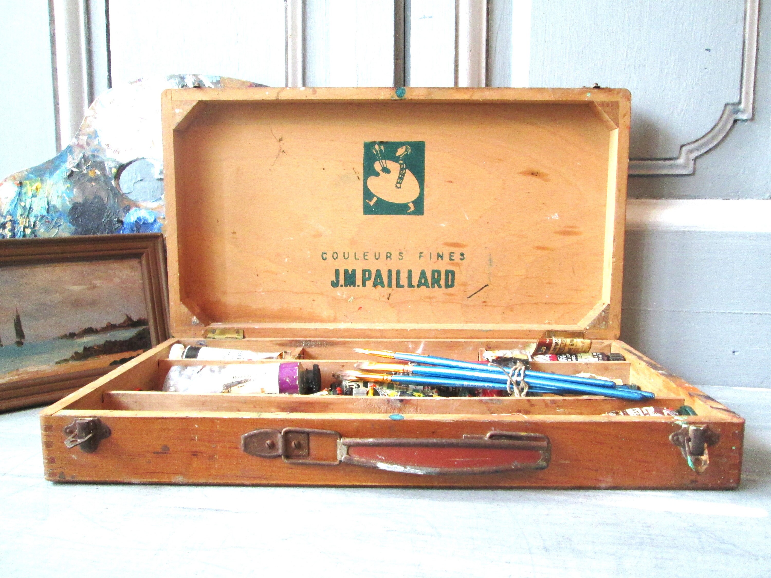 1950's French Artist Paint Box Shabby Vintage French Artist Box. - Etsy